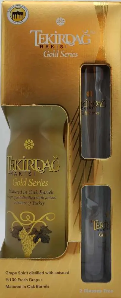 Raki Tekirdag Gold 45% Gaveæske m/2 glas - Fullhouse